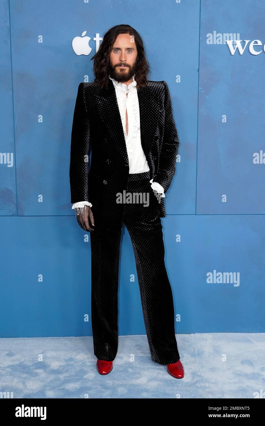 Jared Leto poses at the global premiere of the Apple TV+ miniseries ...