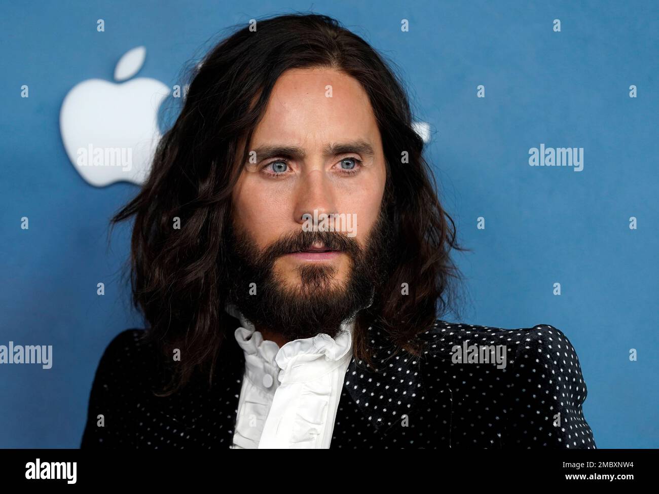 Jared Leto poses at the global premiere of the Apple TV+ miniseries ...