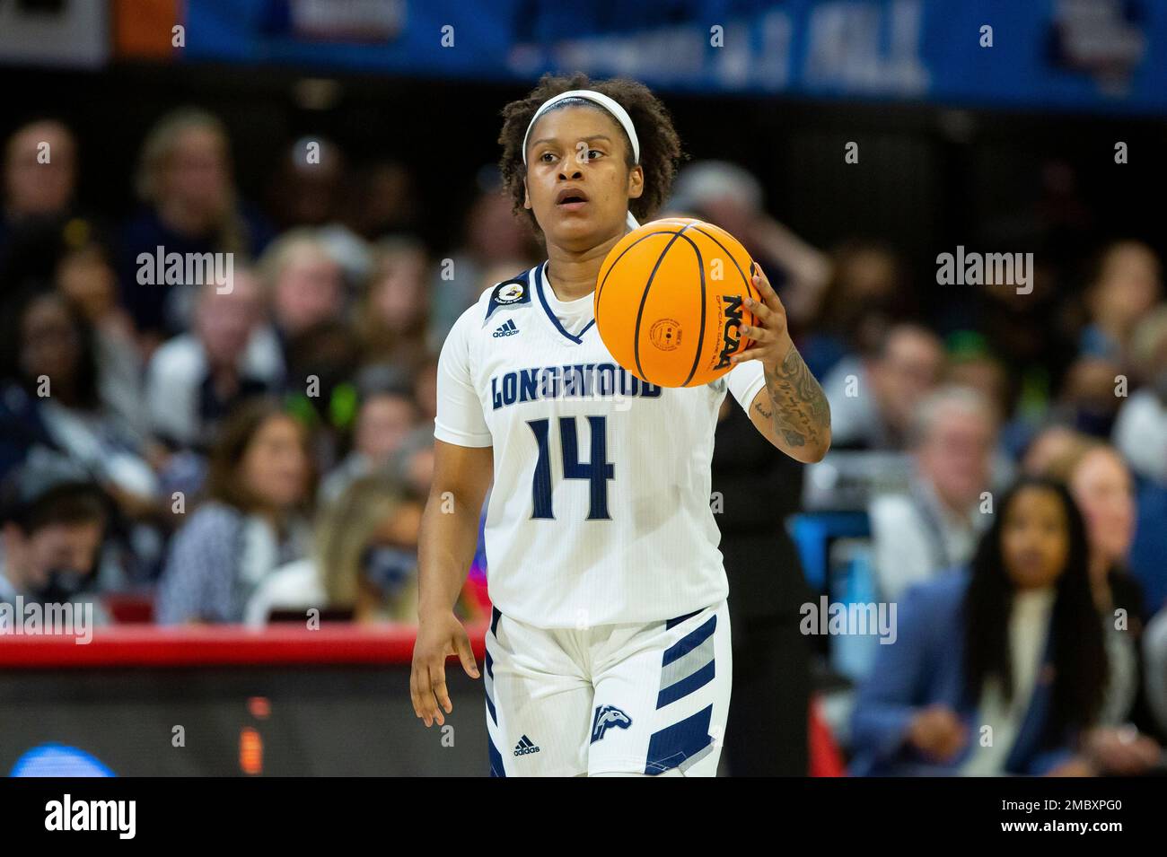 Longwood's Tra'Dayja Smith (14) handles the ball during an NCAA college ...