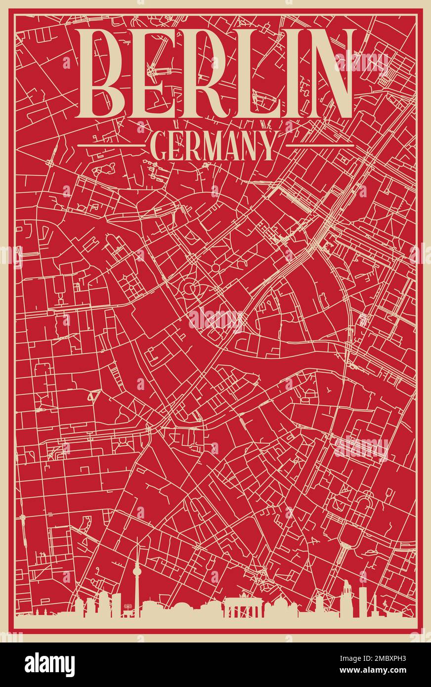 Road network poster of the downtown BERLIN, GERMANY Stock Vector Image ...