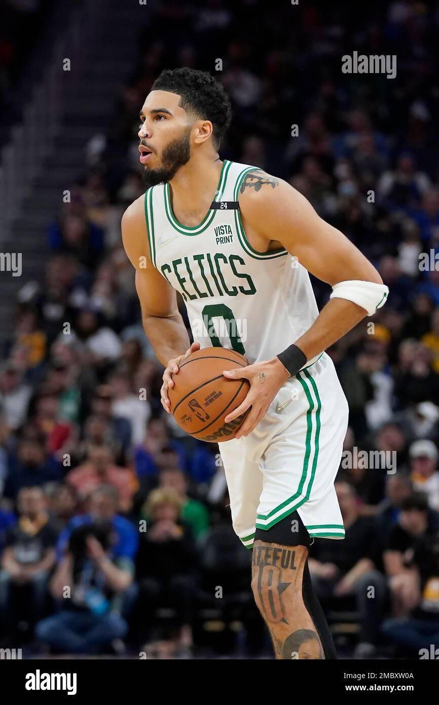 Boston Celtics forward Jayson Tatum (0) during an NBA basketball game ...