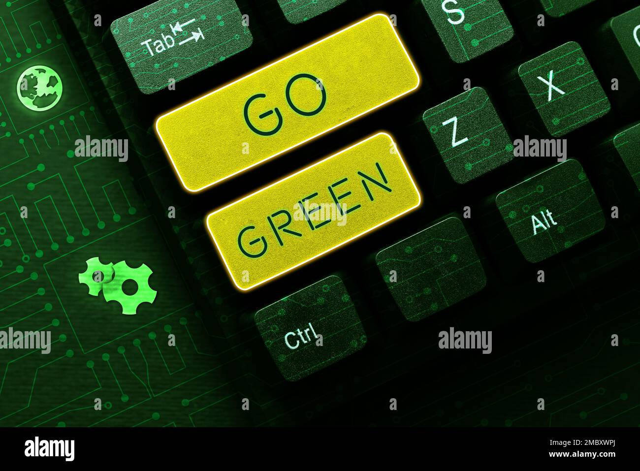 Conceptual caption Go Green. Internet Concept making more ...