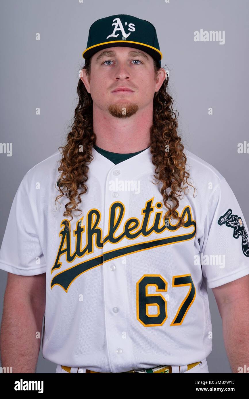 This is a 2022 photo of Grant Holmes of the Oakland Athletics baseball ...