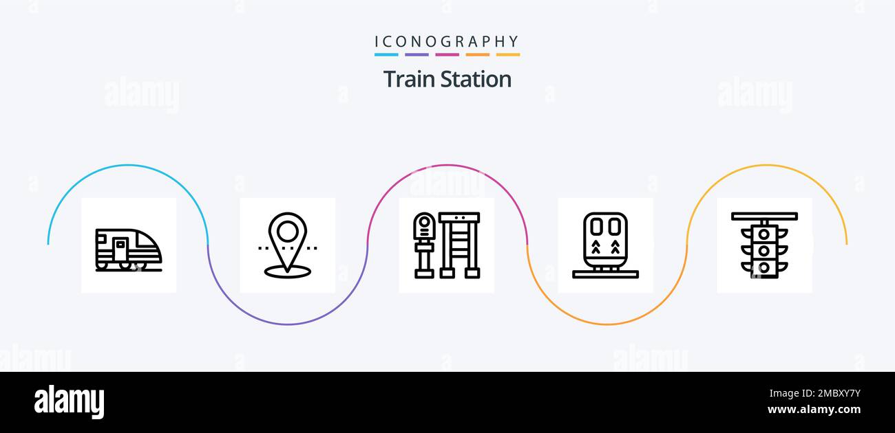 Train Station Line 5 Icon Pack Including station. light. bus ...