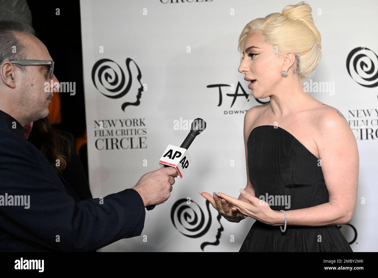 Best actress honoree Lady Gaga chats with AP entertainment producer ...