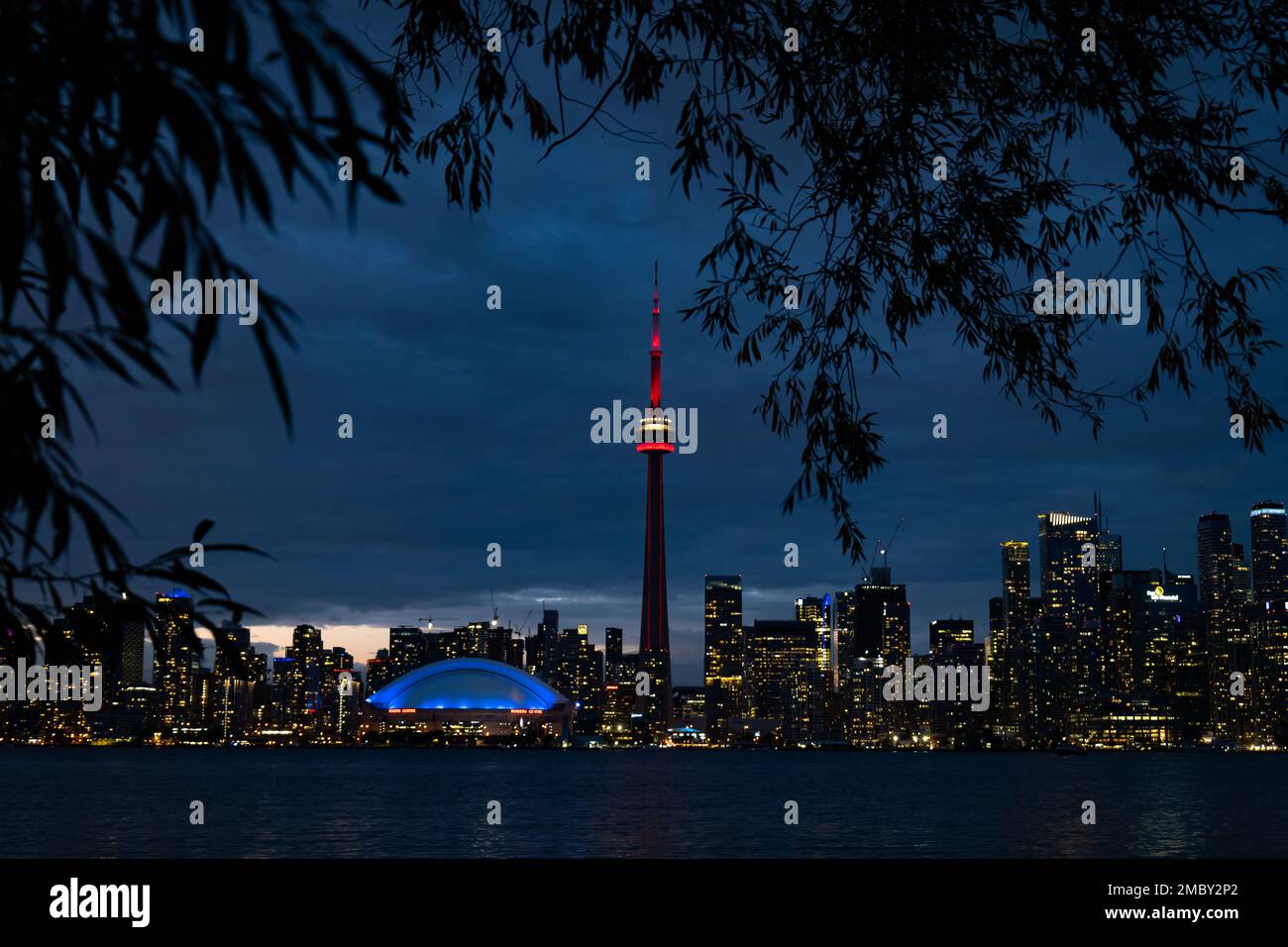 The landmarks and skyscrapers of Toronto, Canada, at night Stock Photo ...