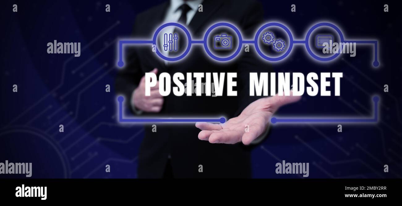 Sign displaying Positive Mindset. Word Written on mental and emotional ...