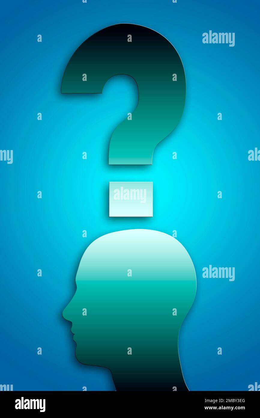 human head profile with a big question mark above Stock Photo - Alamy