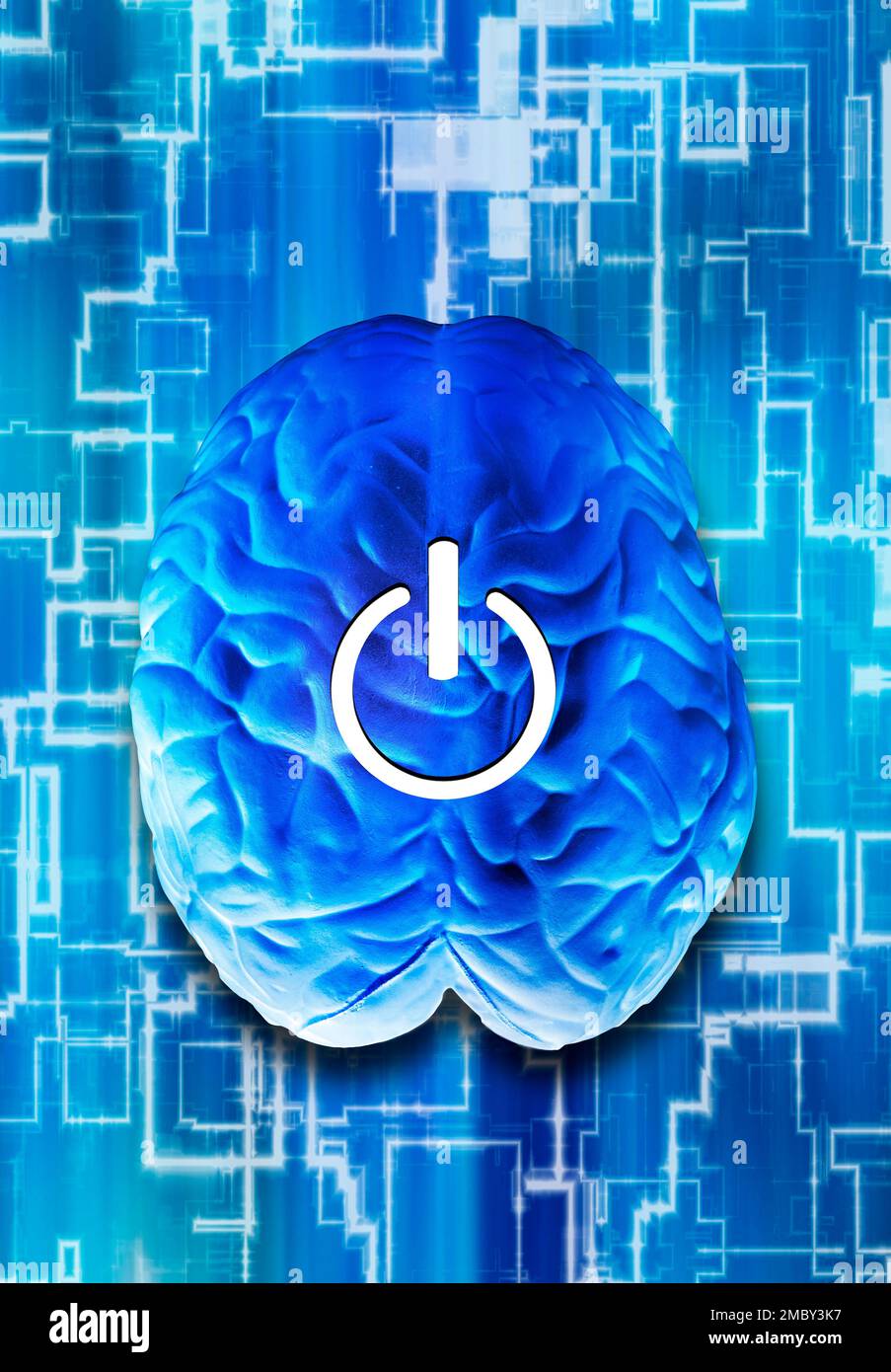 human brain with a switch on symbol over it Stock Photo - Alamy