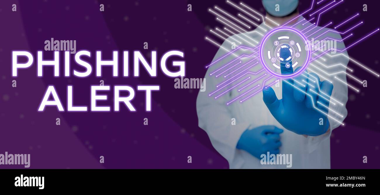 Text sign showing Phishing Alert. Business concept aware to fraudulent ...