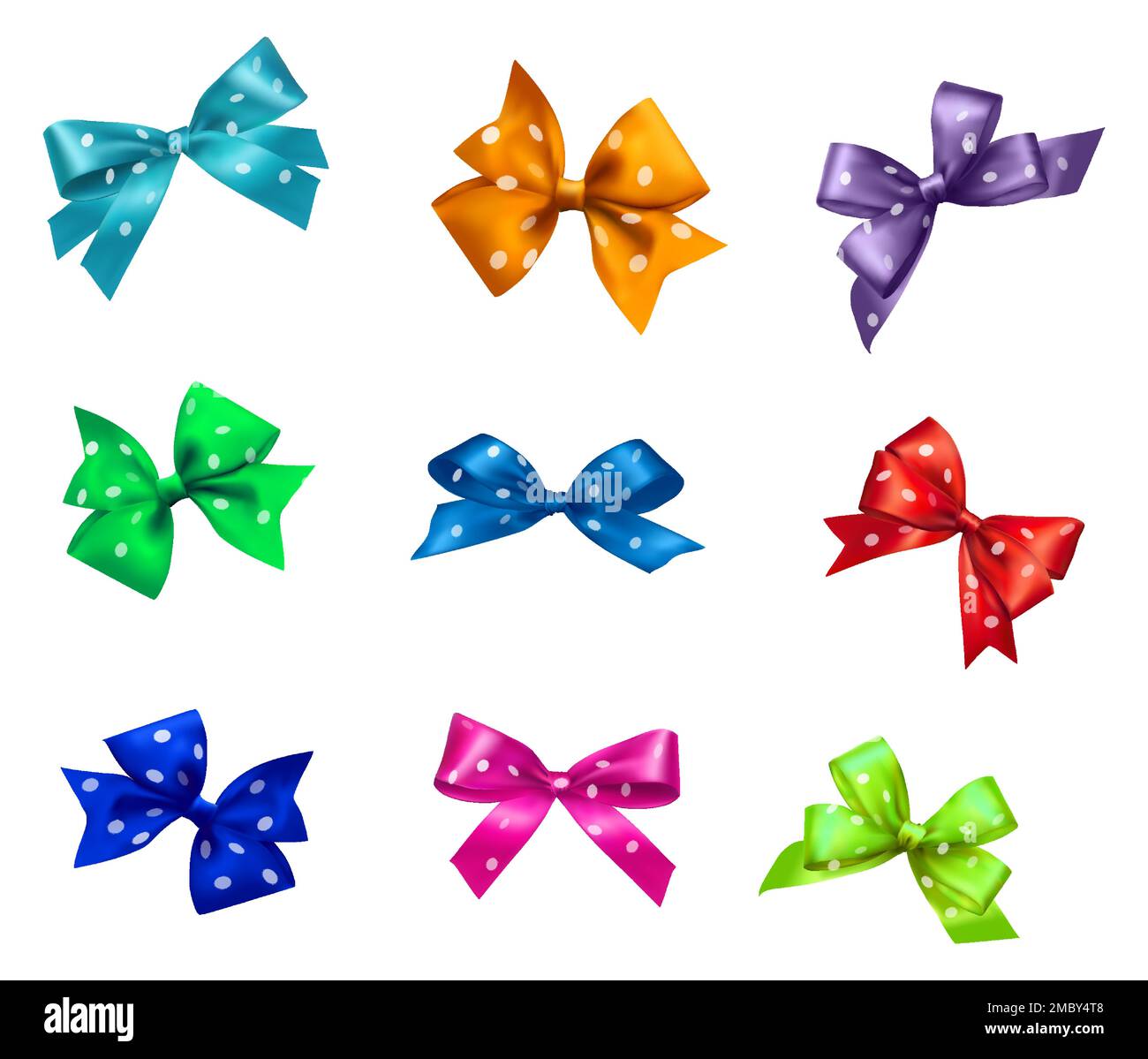 Colorful Bow Tie With Polka Dots Design. Satin Knot With Polka Dots ...