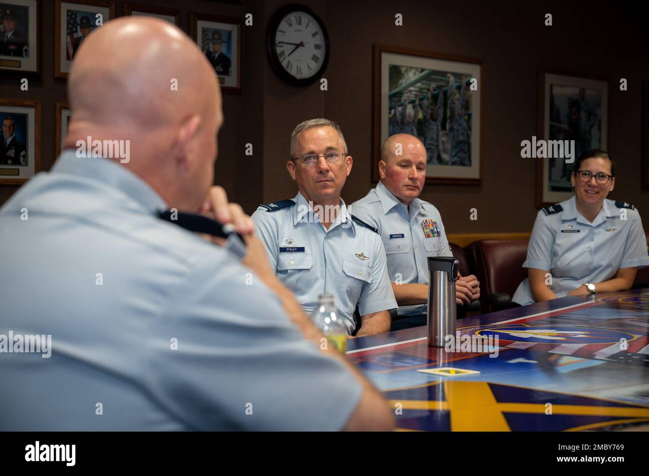 Chief of Space Operations Gen. John W. “Jay” Raymond speaks with Col ...