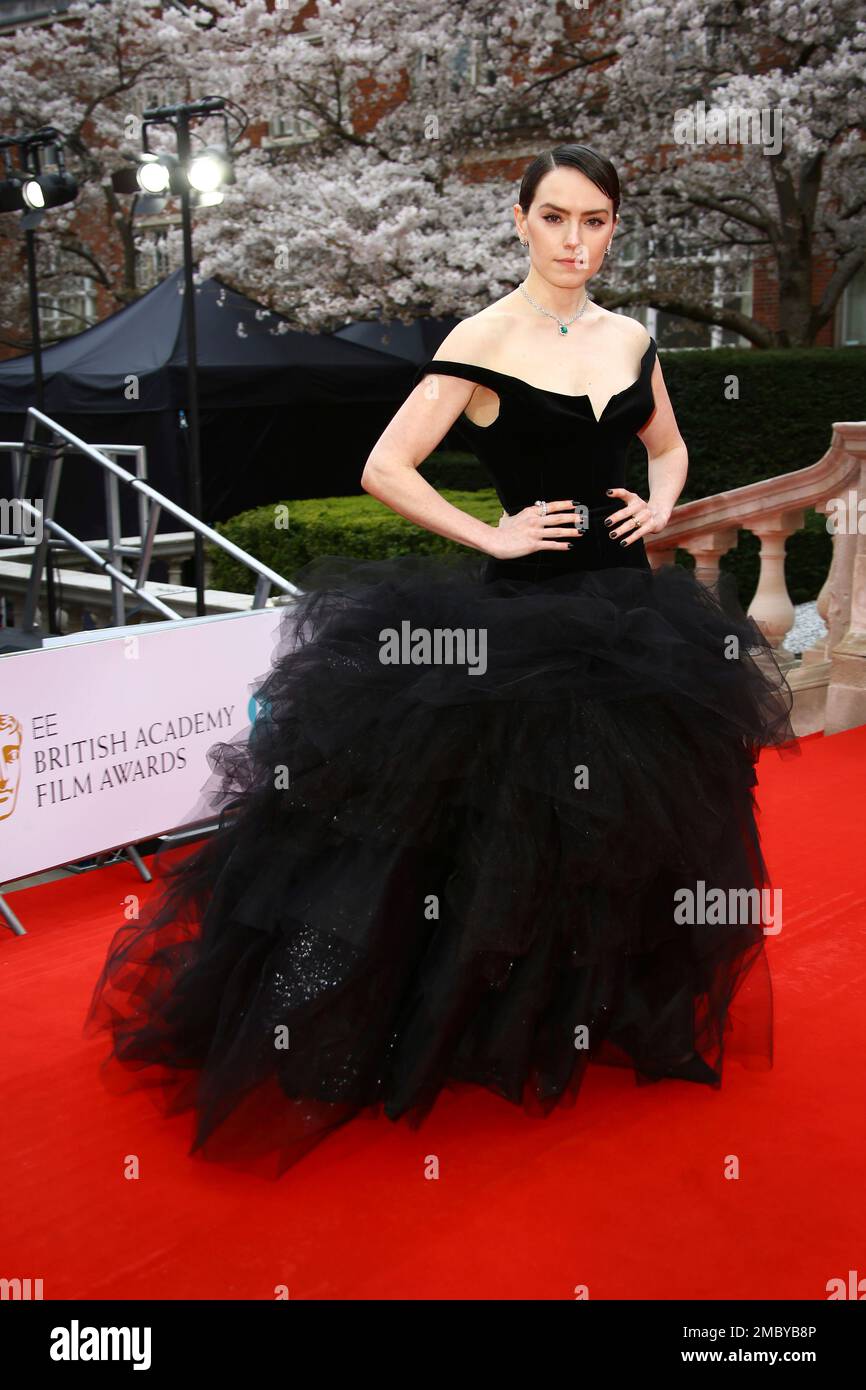 Daisy Ridley poses for photographers upon arrival at the 75th British ...