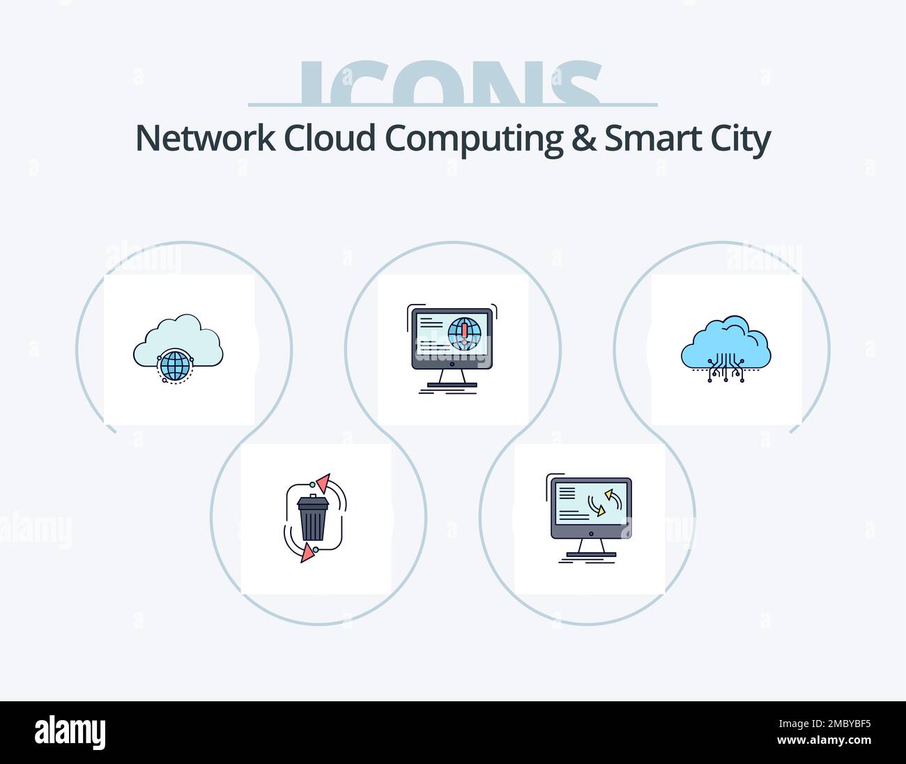 Network Cloud Computing And Smart City Line Filled Icon Pack 5 Icon Design. network. computing ...