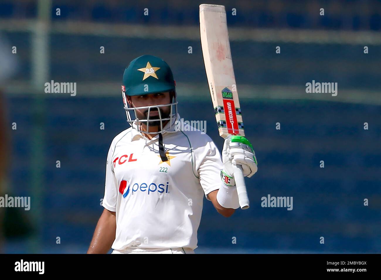 Pakistan's Babar Azam celebrates after completing fifty during the ...