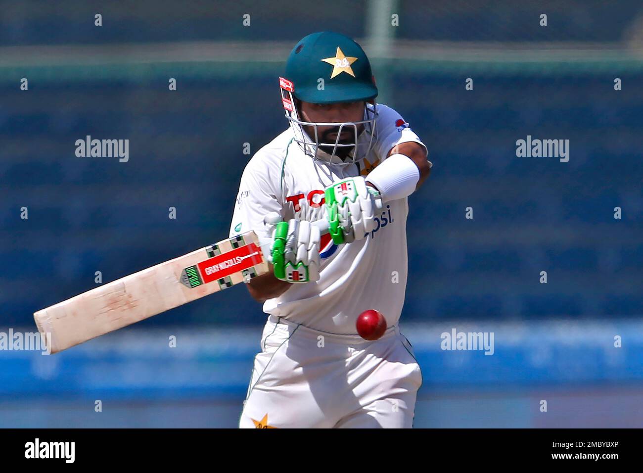 Pakistan's Babar Azam bats during the fourth day of the second test ...