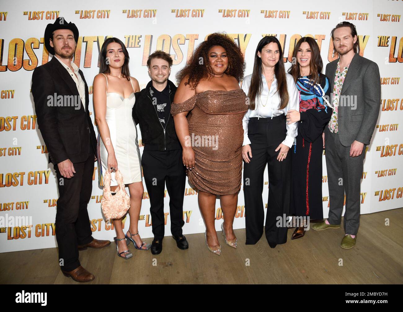 Adam Nee, left, Patti Harrison, Daniel Radcliffe, Da'Vine Joy Randolph, Liza Chasin, Sandra ...