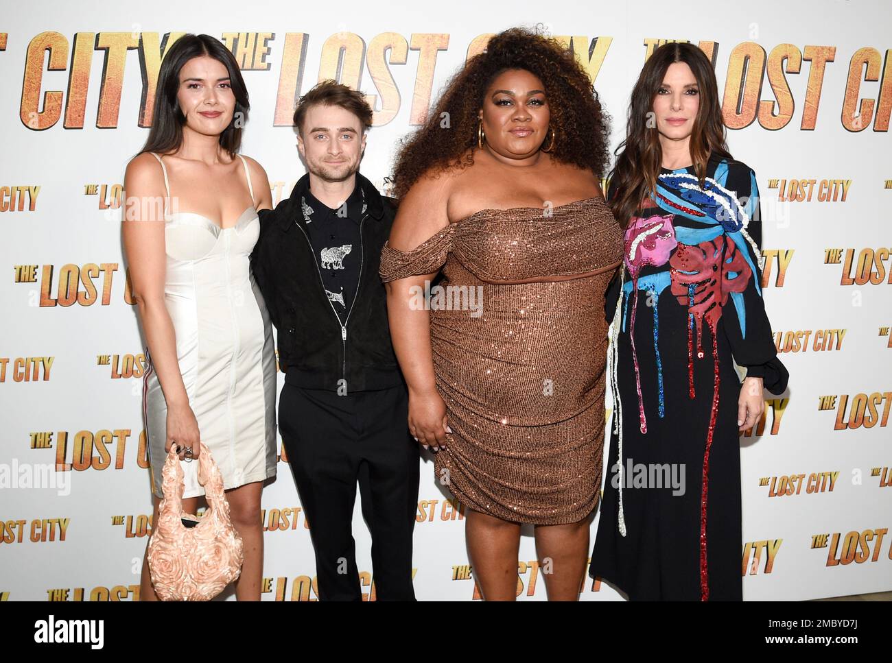 Cast members Patti Harrison, left, Daniel Radcliffe, Da'Vine Joy ...