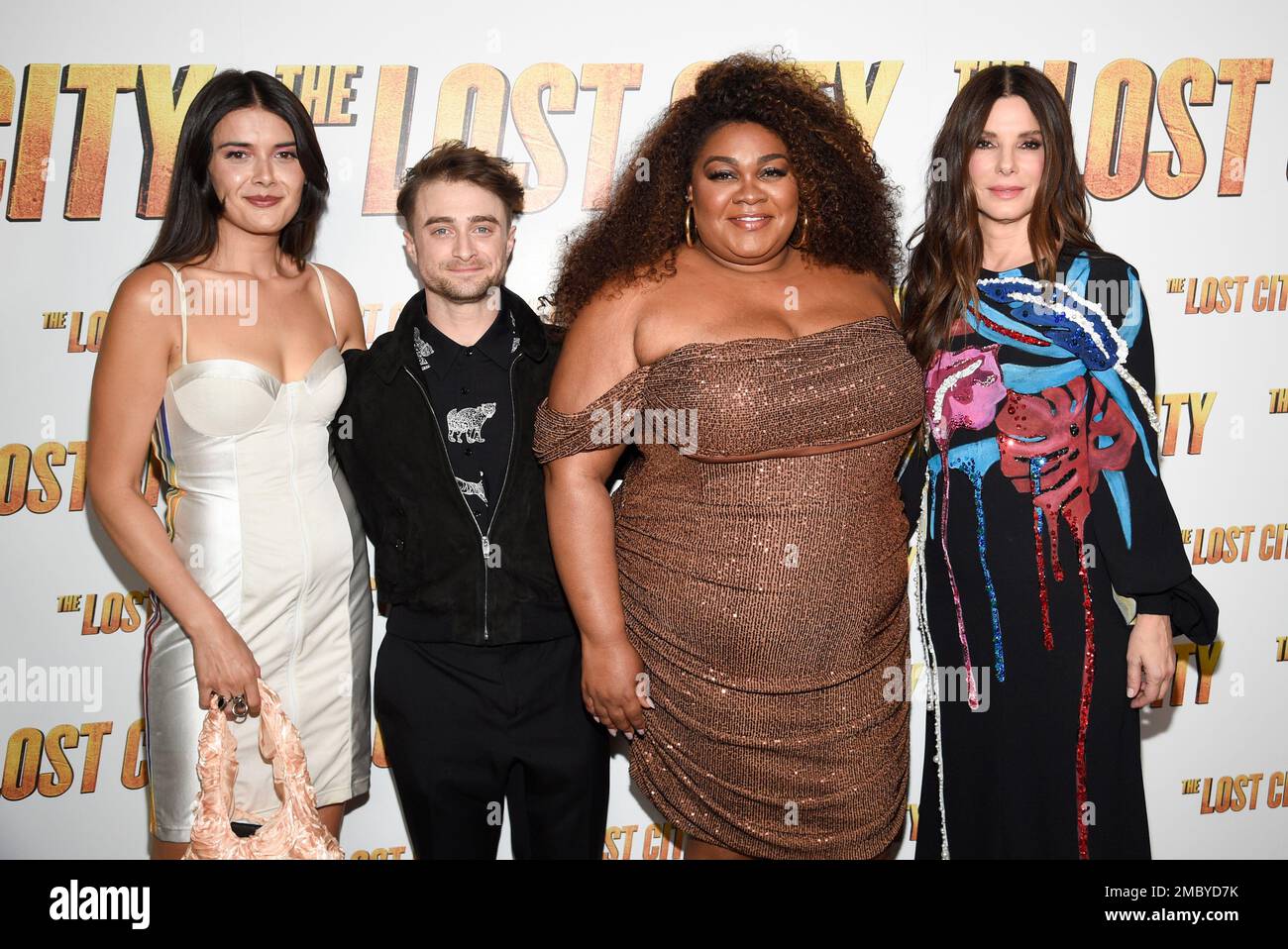 Cast members Patti Harrison, left, Daniel Radcliffe, Da'Vine Joy ...