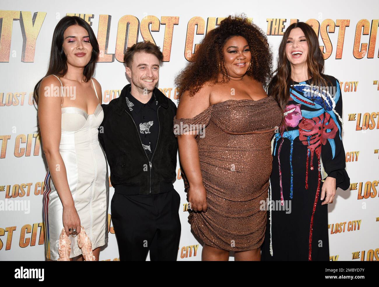 Cast members Patti Harrison, left, Daniel Radcliffe, Da'Vine Joy ...