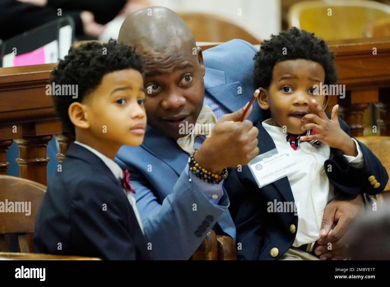 Sen. Derrick Simmons, D-Greenville, explains to his sons, Derrick ...