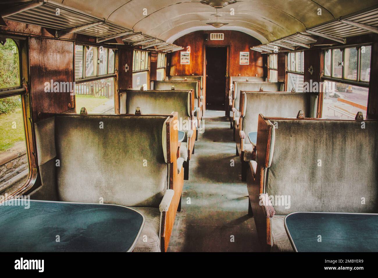 Interior of a vintage steam train Stock Photo - Alamy