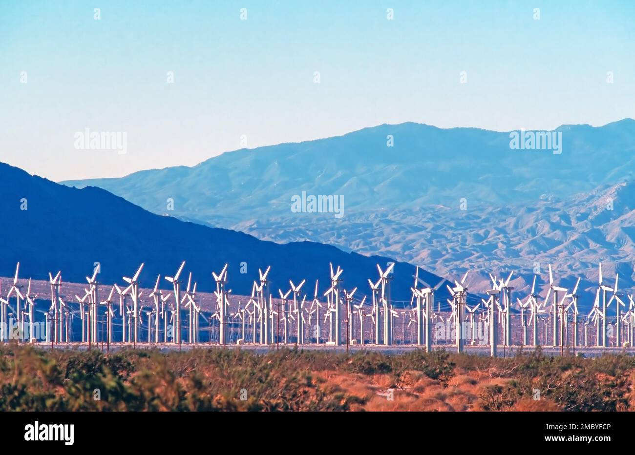 Wind turbines in California desert Stock Photo - Alamy