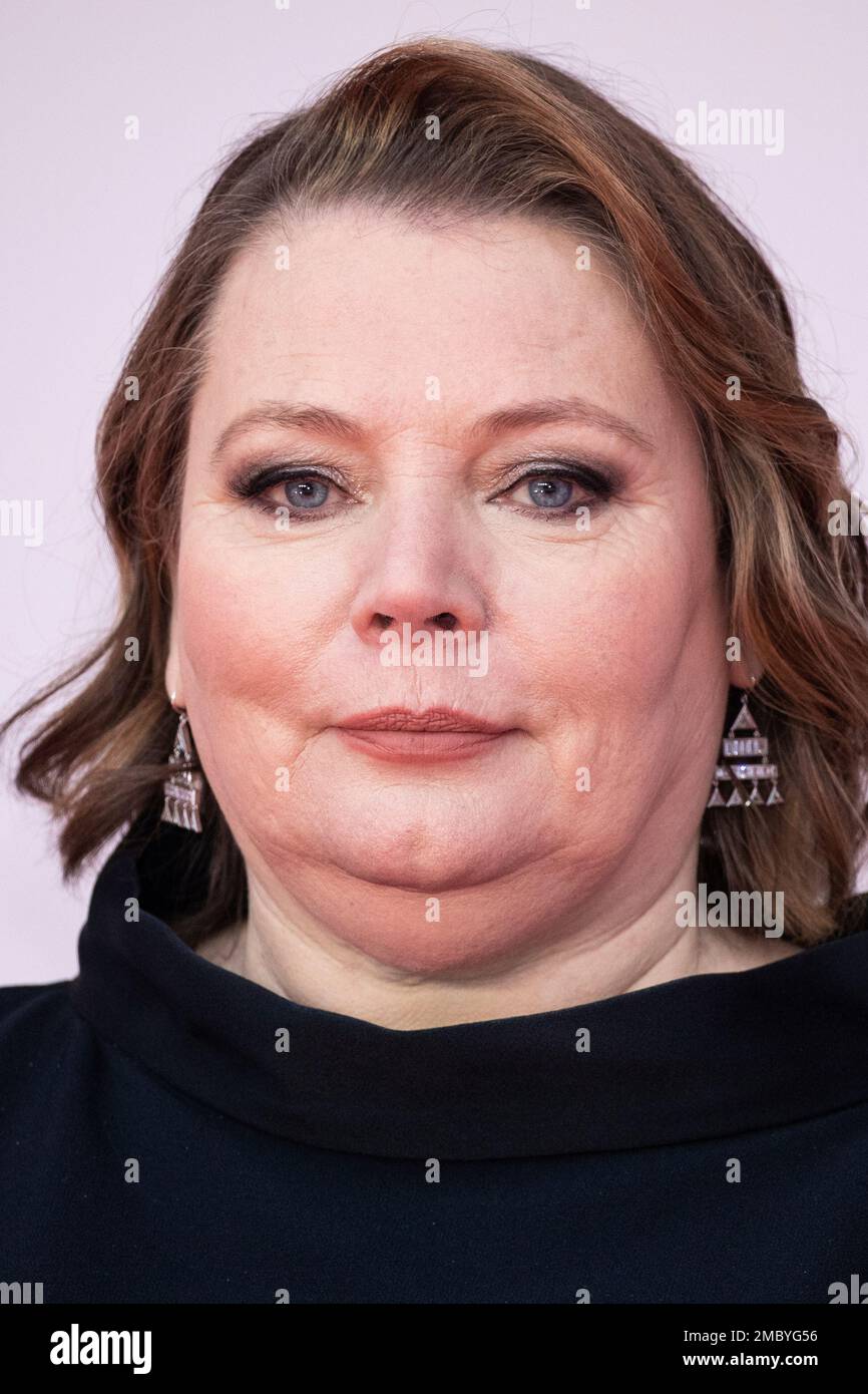 Joanna Scanlan poses for photographers upon arrival at the 75th British ...