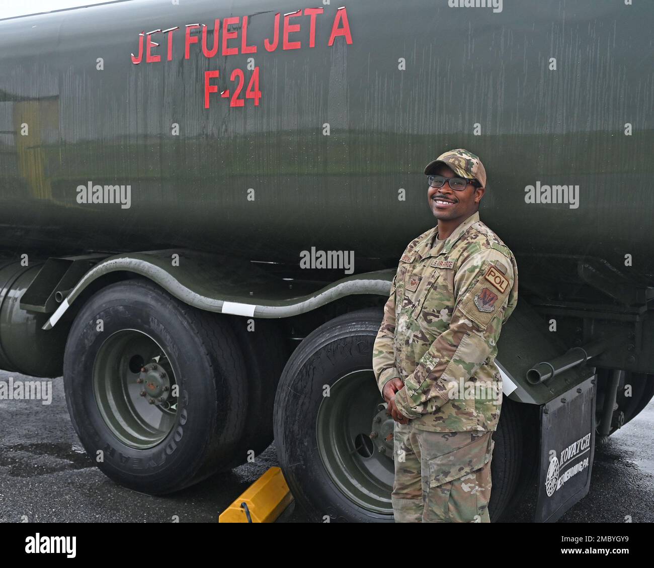 U.S. Air Force Staff Sgt. Terence Bowe, a fuels craftsman assigned to ...