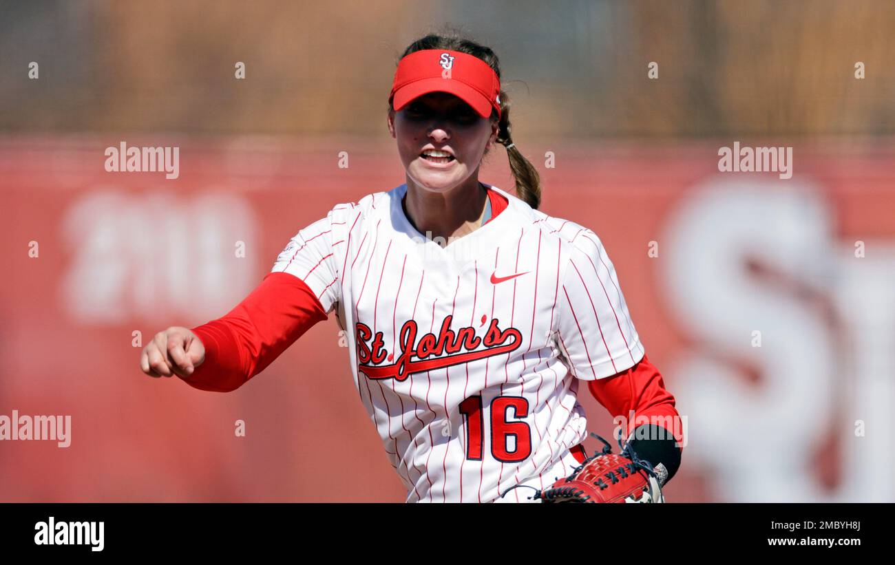 St John's pitcher Hannah Mearns pitches against UConn during an NCAA ...