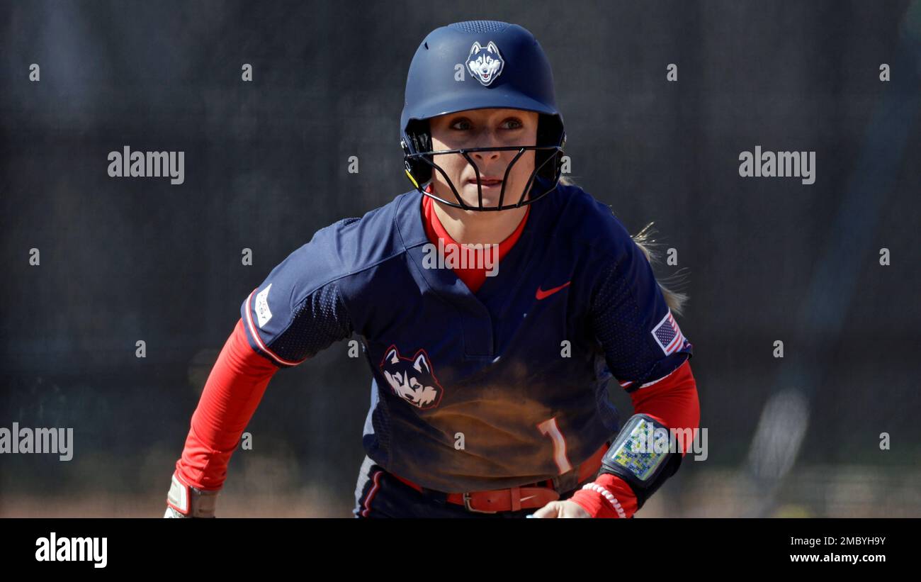 UConn's Hollis Wivell runs against St John's during an NCAA softball ...