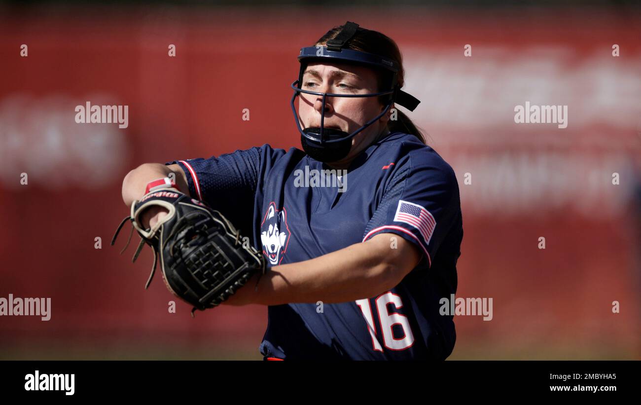UConn pitcher Meghan O'Neil pitches against St John's during an NCAA ...