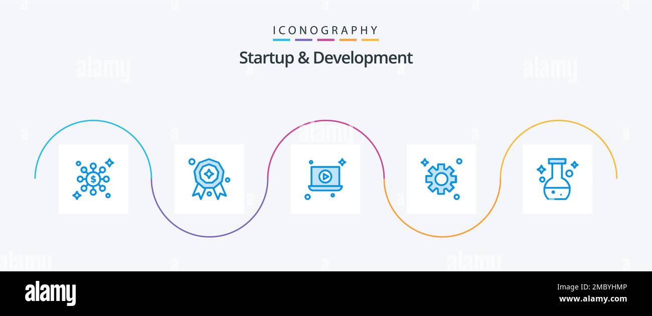 Startup And Develepment Blue 5 Icon Pack Including . test. video. lab ...