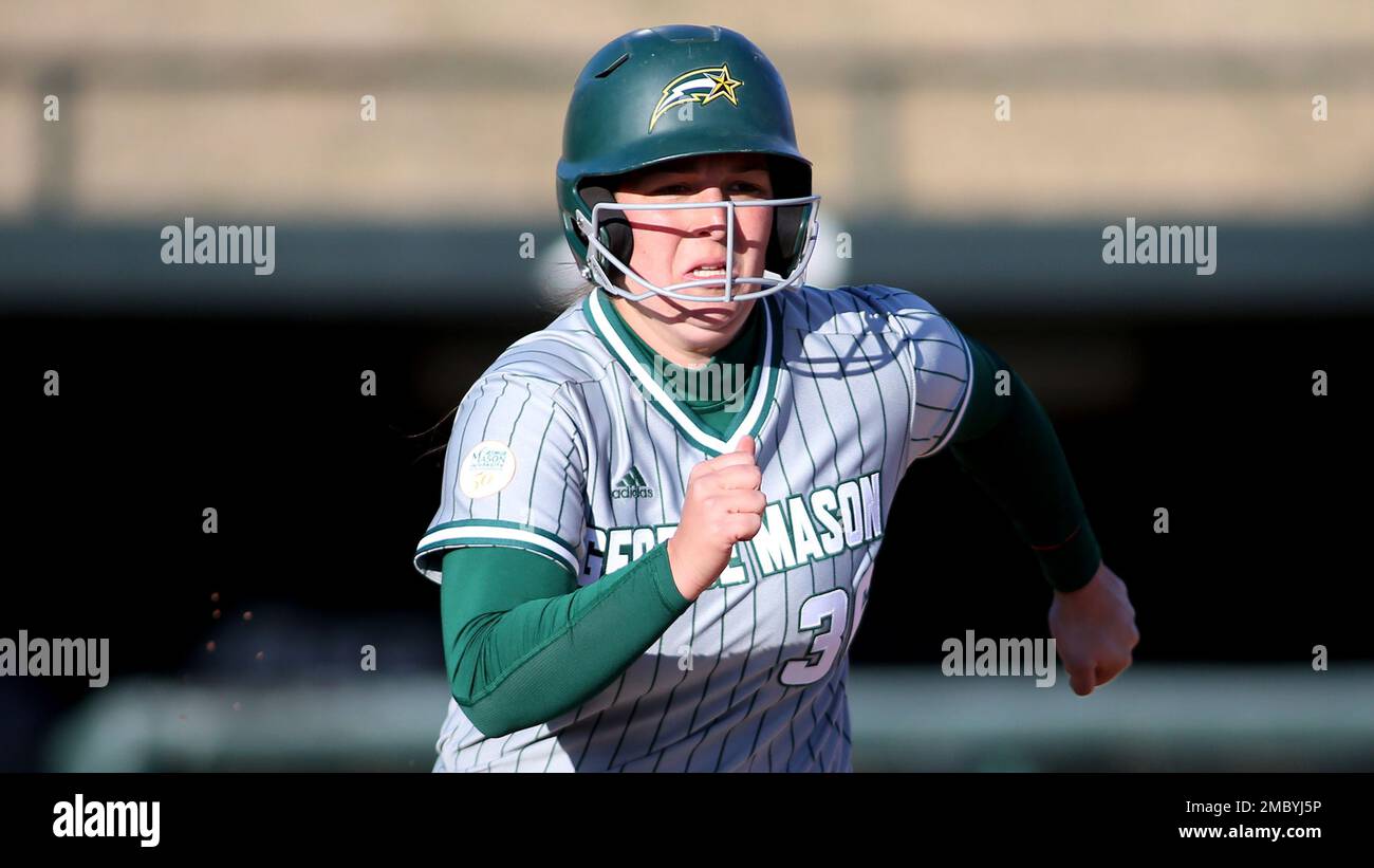 George Mason utility Cassidy Worzalla (35) runs during an NCAA softball ...