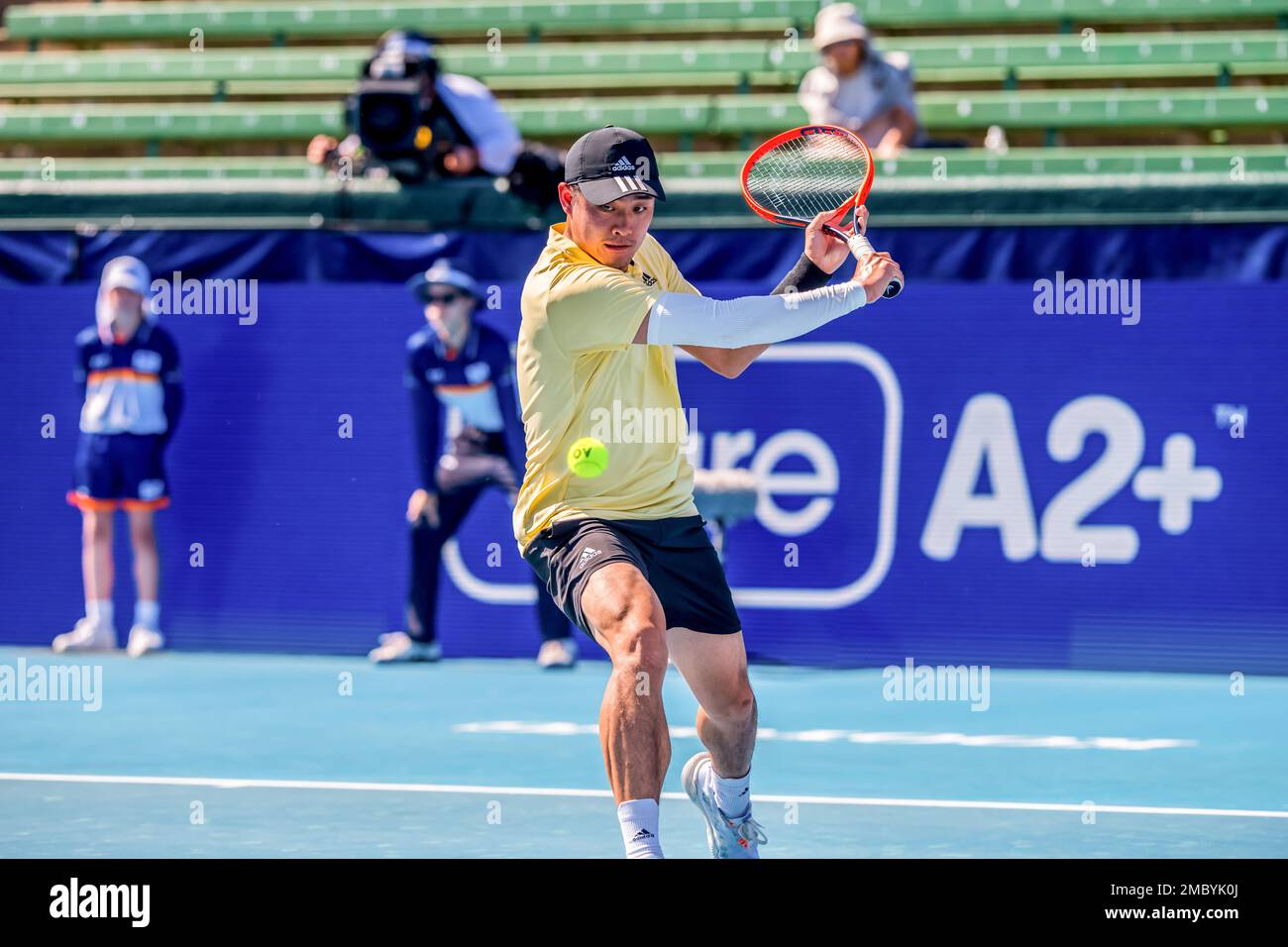 Wu Yibing of China in action during Day 2 of the Kooyong Classic Tennis ...