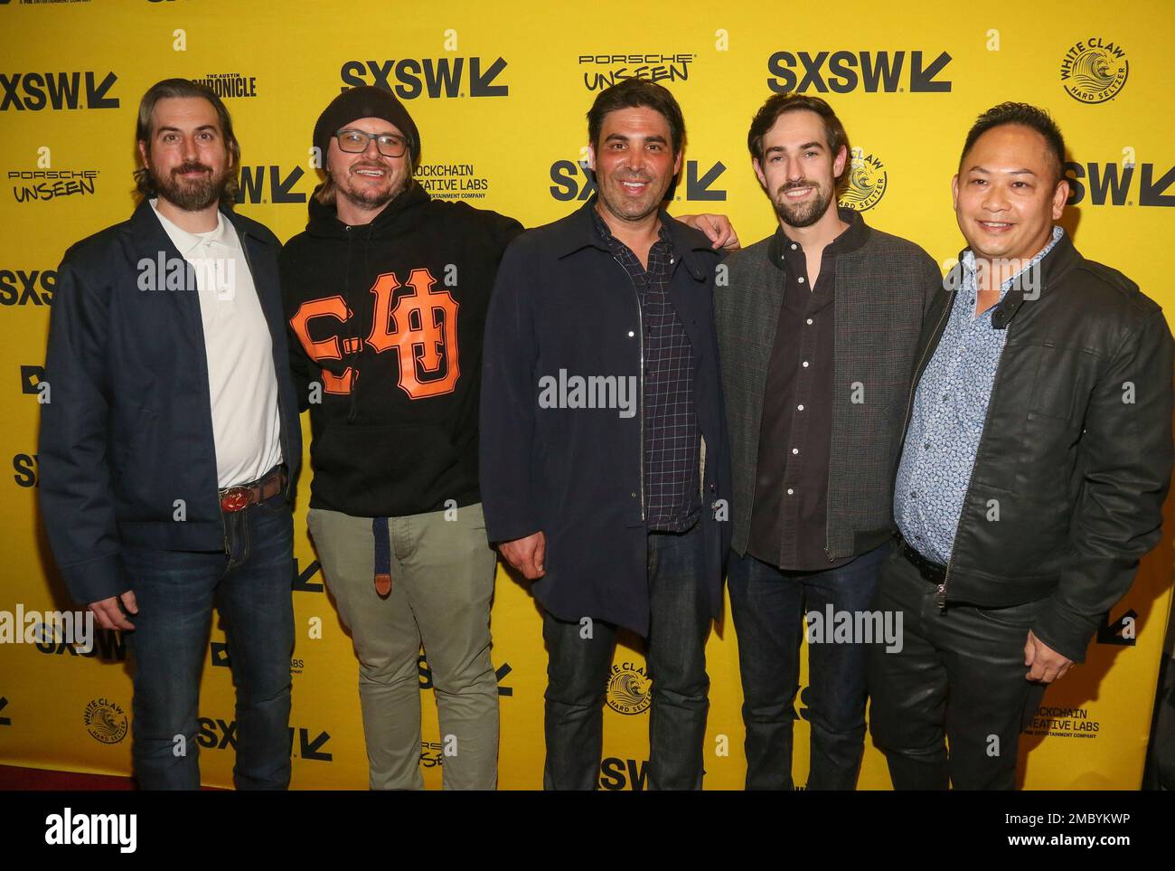 Director Ti West and producers Jacob Jaffke, Kevin Turen, Harrison Kreiss and Peter Phok, from ...