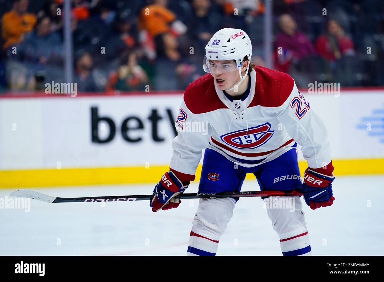 Montreal Canadiens' Cole Caufield plays during an NHL hockey game ...