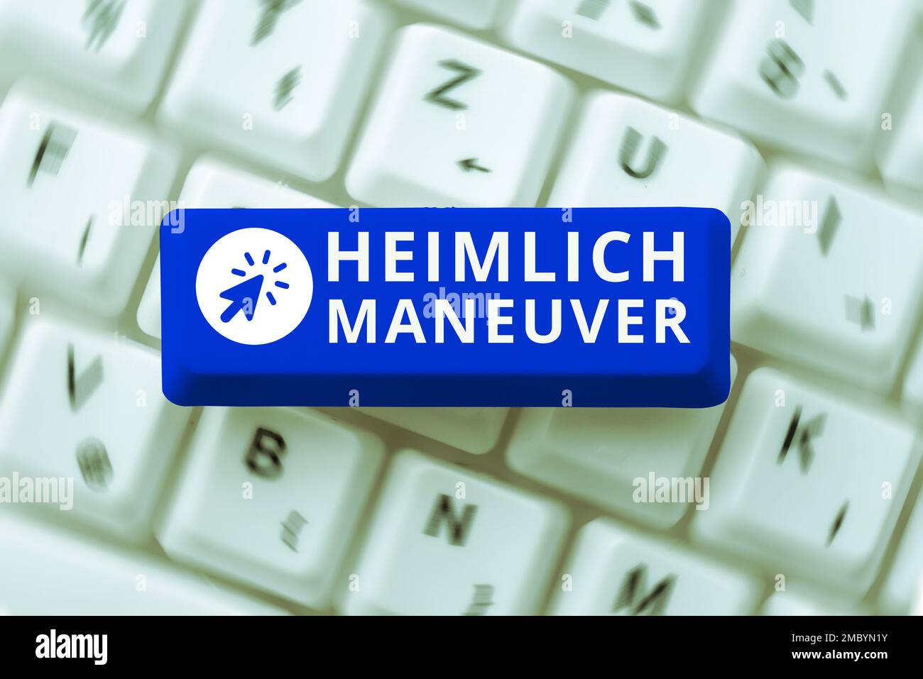 Conceptual caption Heimlich Maneuver. Word Written on application of ...