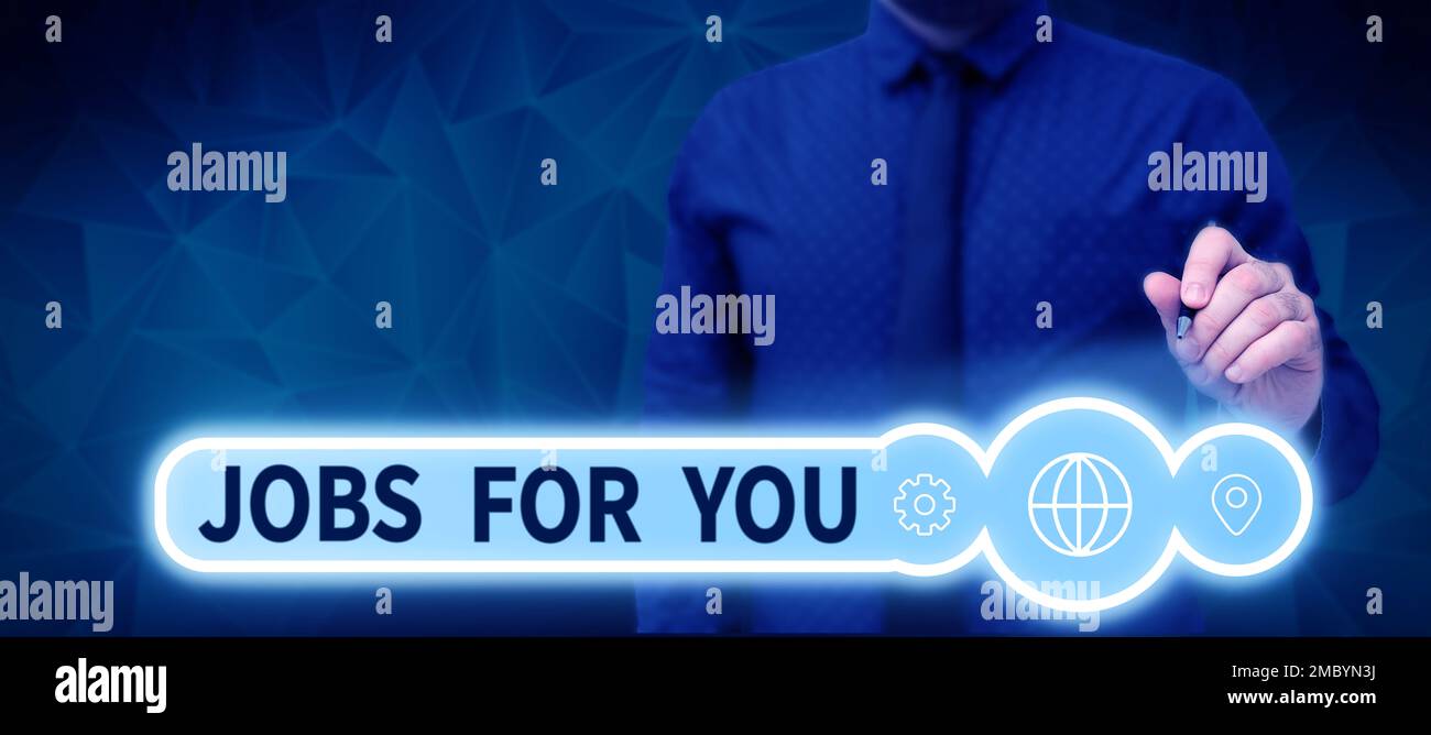 Hand writing sign Jobs For You. Business concept List of available ...