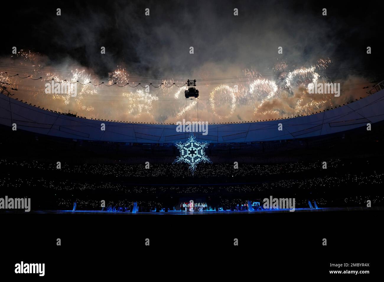 Fireworks ignite during the closing ceremony at the 2022 Winter Paralympics, Sunday, March 13 ...