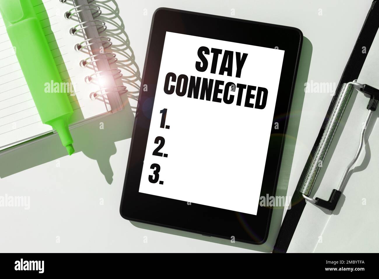 Hand writing sign Stay Connected, Word Written on To keep communicating ...