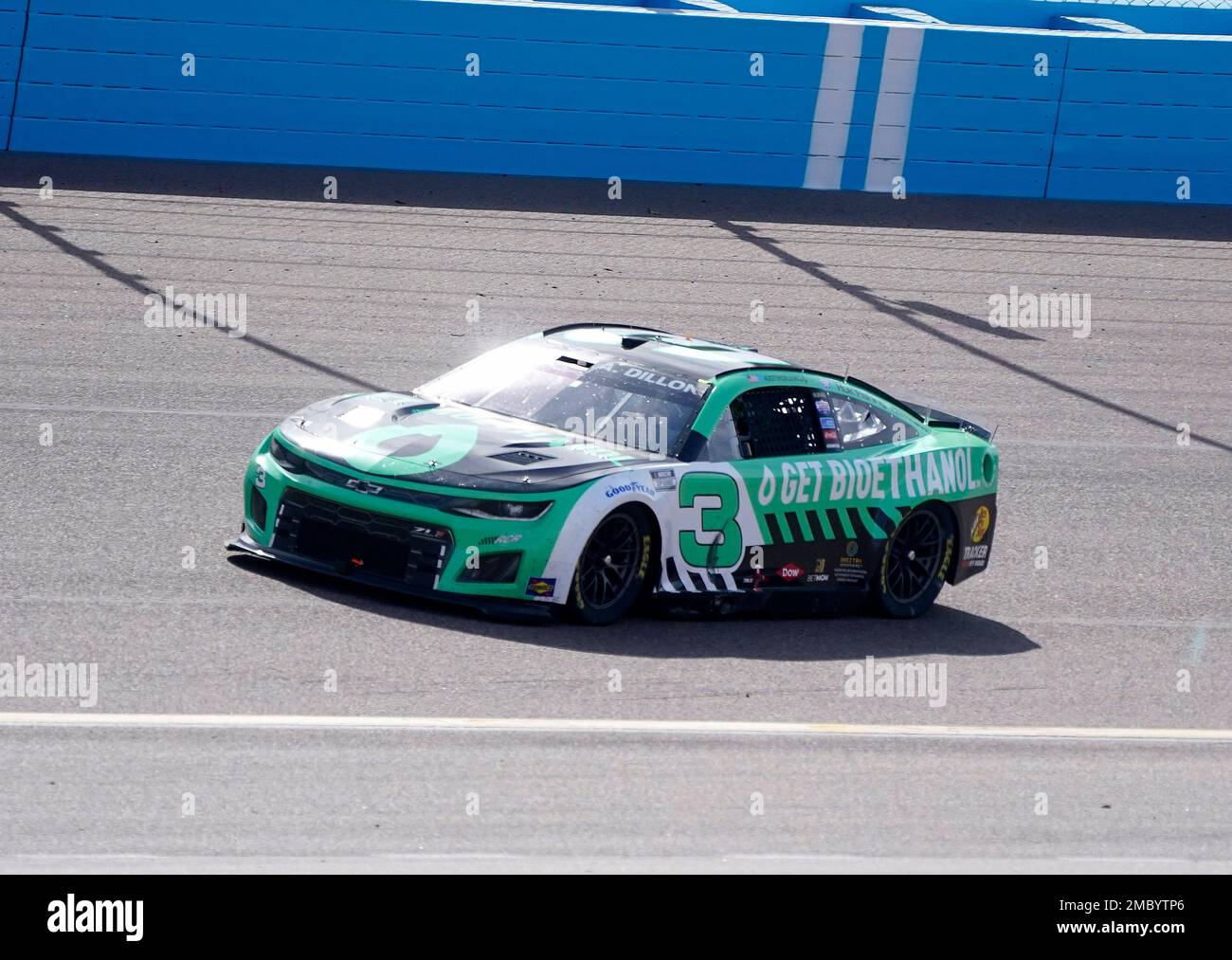 Austin Dillon (3) goes into the dogleg turn during the halfway point of ...