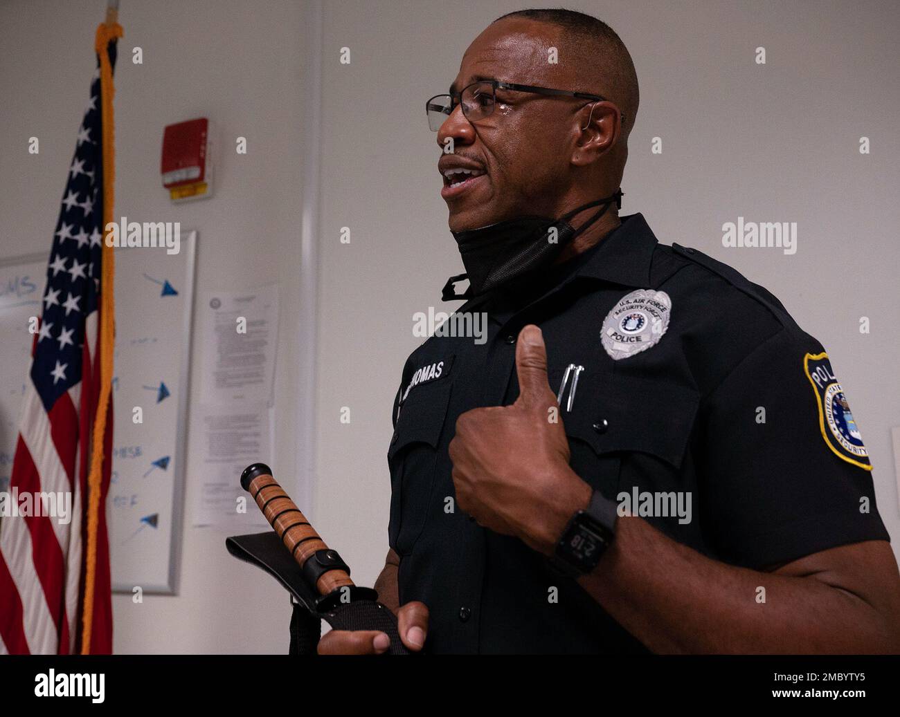 Mykul Thomas, Federal Police Officer, delivers an emotional speech ...