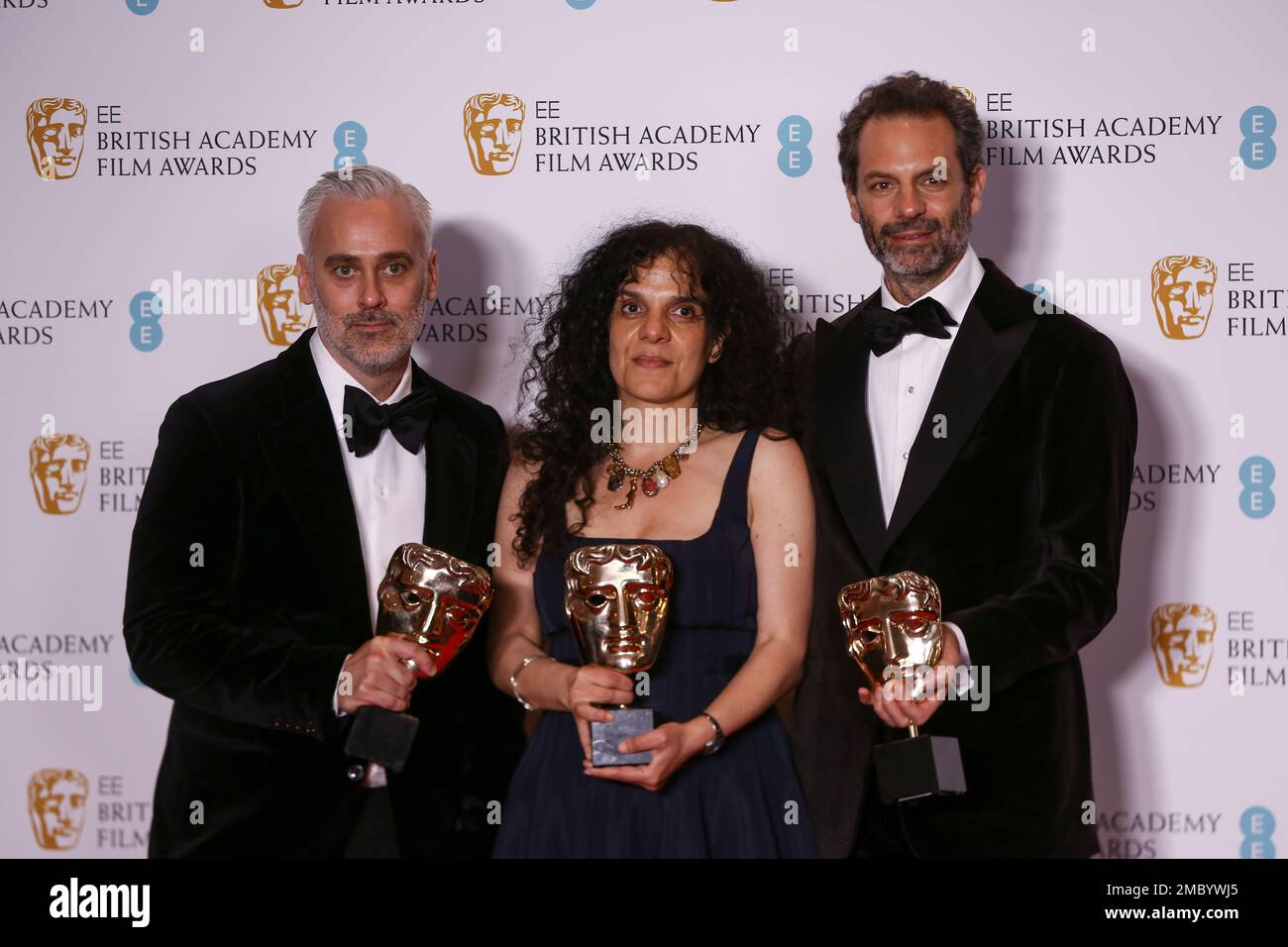 Ian Canning, from left, Tanya Seghatchian, and Emile Sherman hold the ...