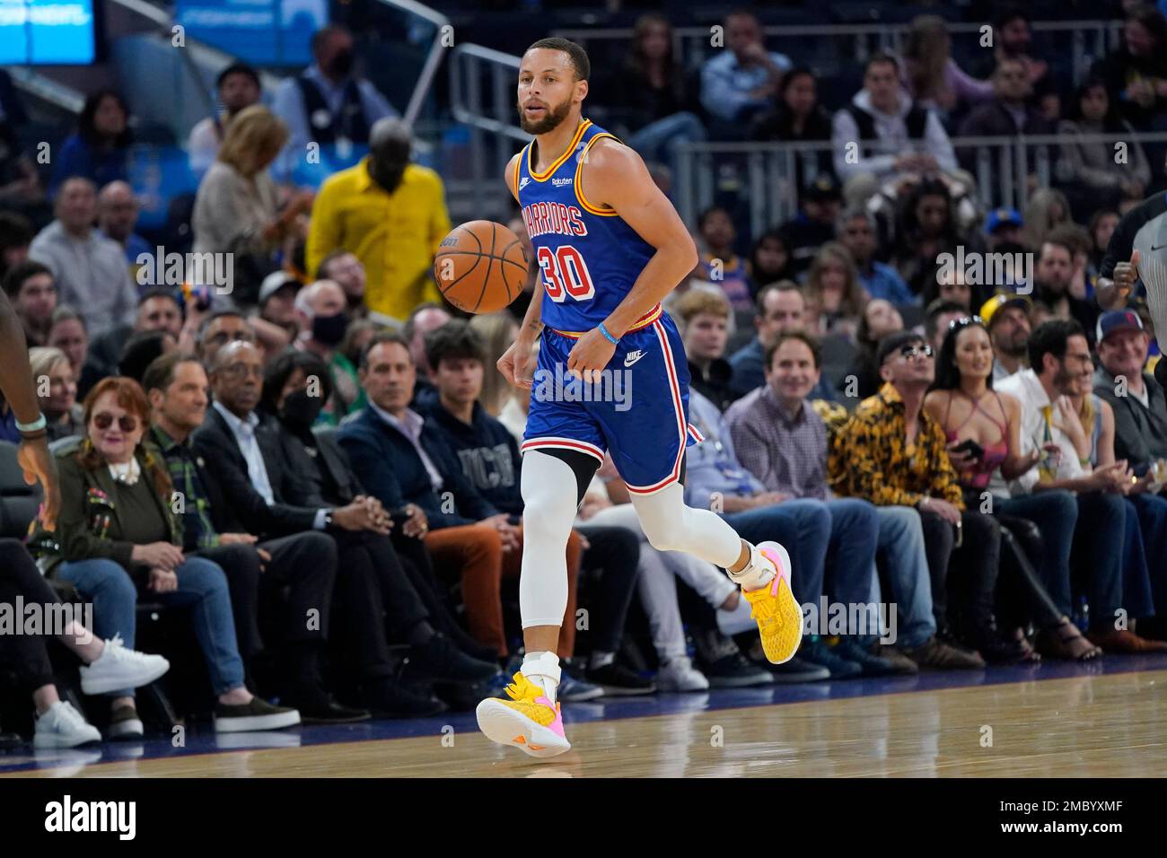 Golden State Warriors guard Stephen Curry during an NBA basketball game ...