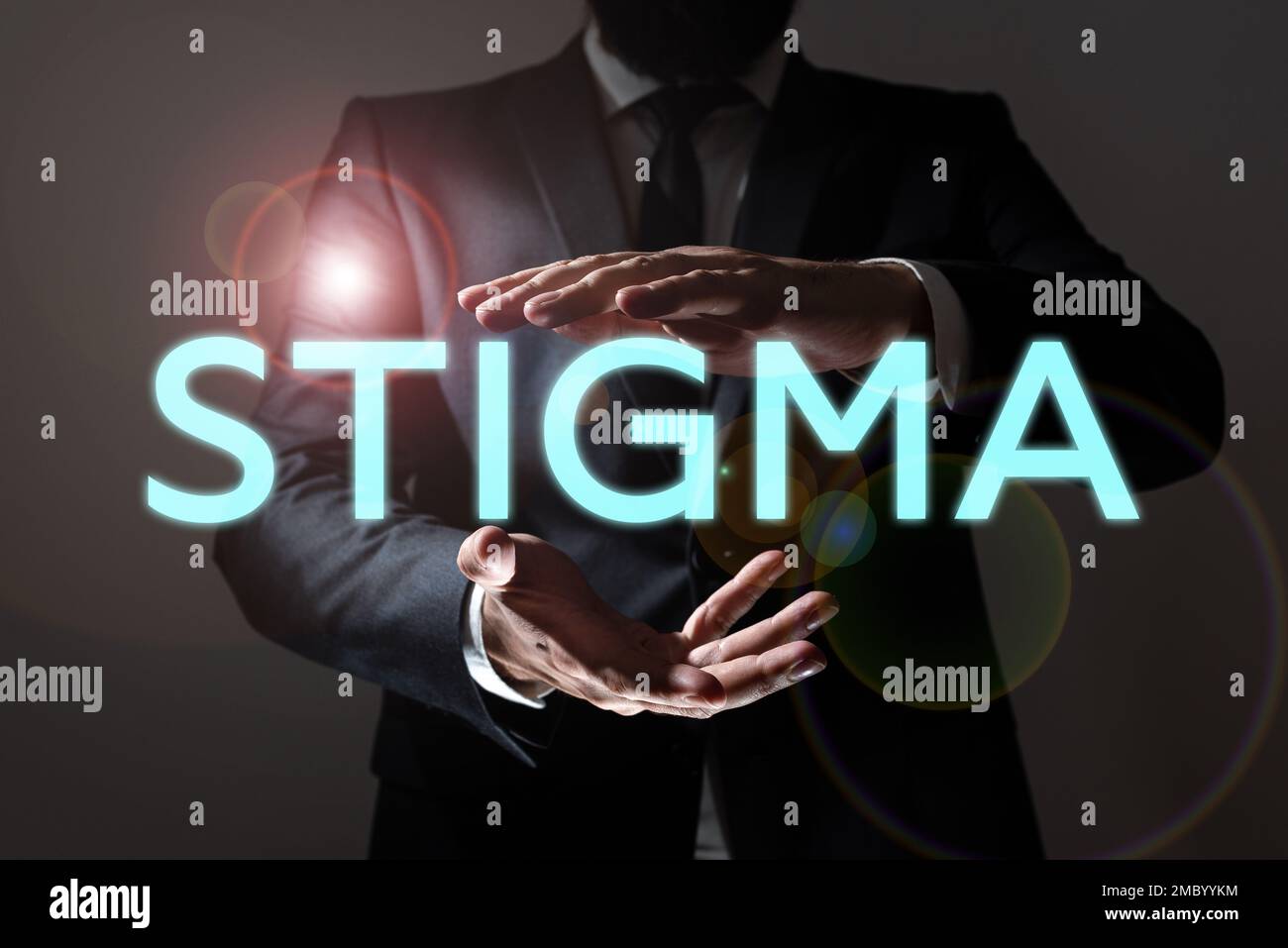 Conceptual caption Stigma, Word Written on feeling of disapproval that ...