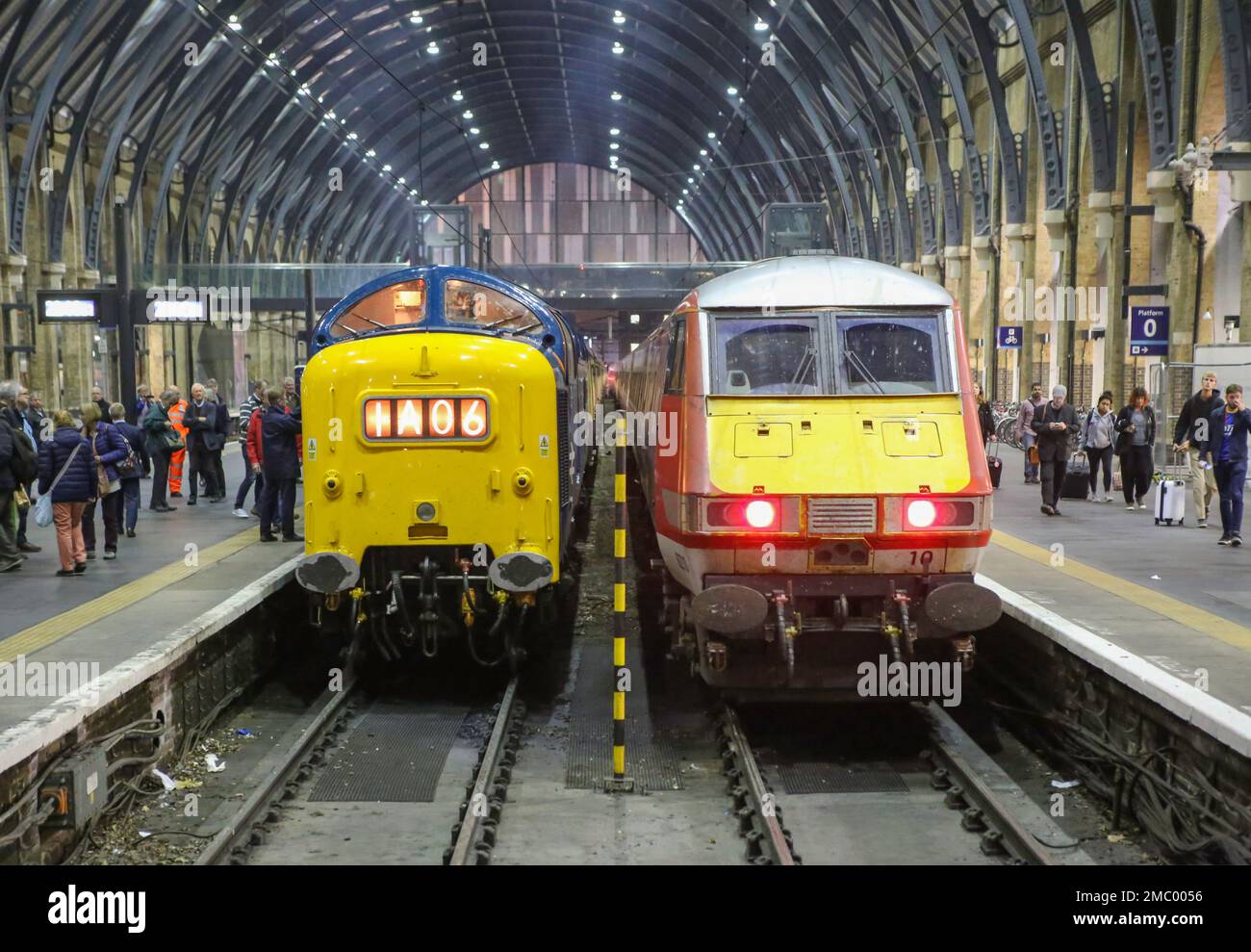 Preserved Deltic 55009 Alycidon and Class 225 at Kings Cross Station ...