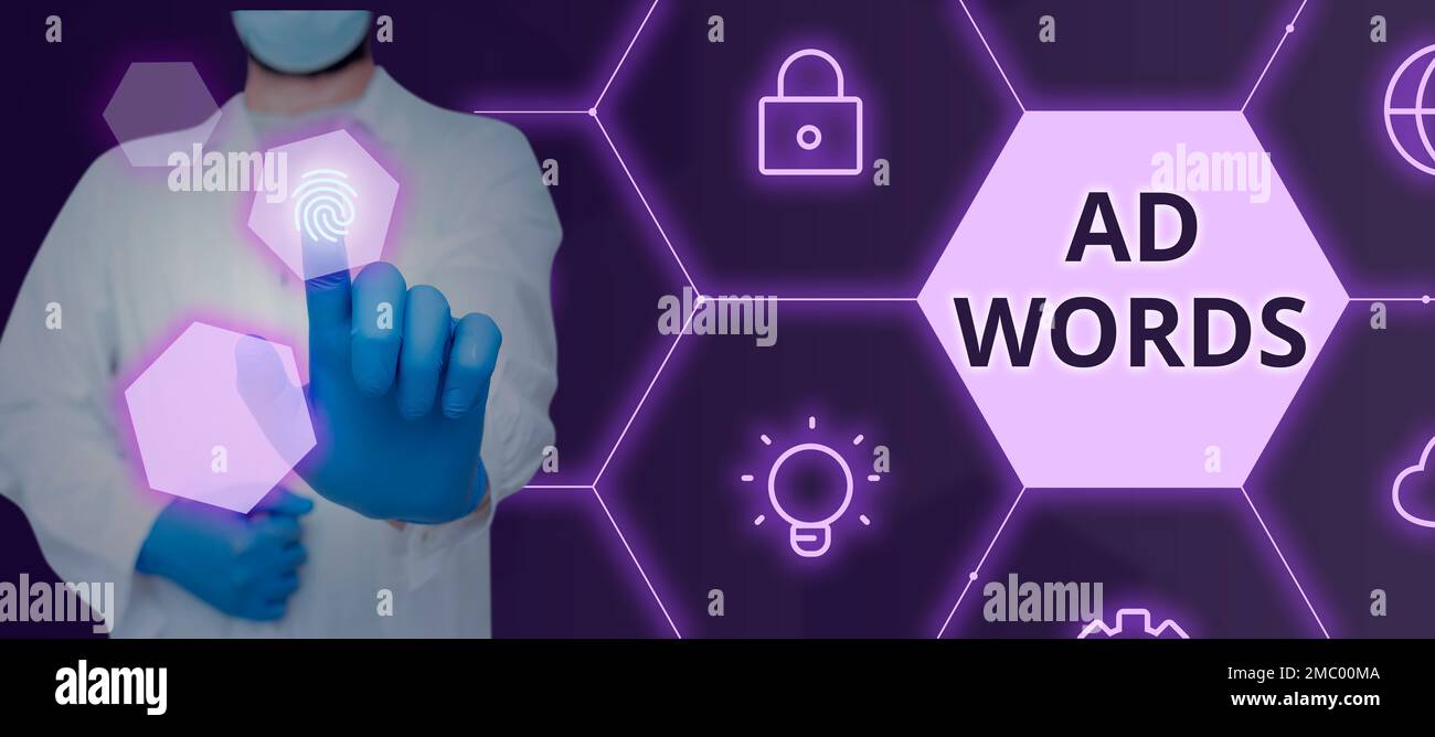 Inspiration showing sign Ad Words. Internet Concept oversee and control ...