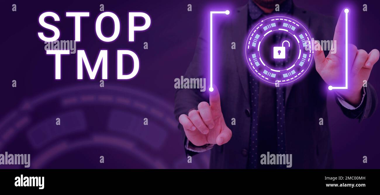 Text showing inspiration Stop Tmd. Business idea Prevent the disorder ...