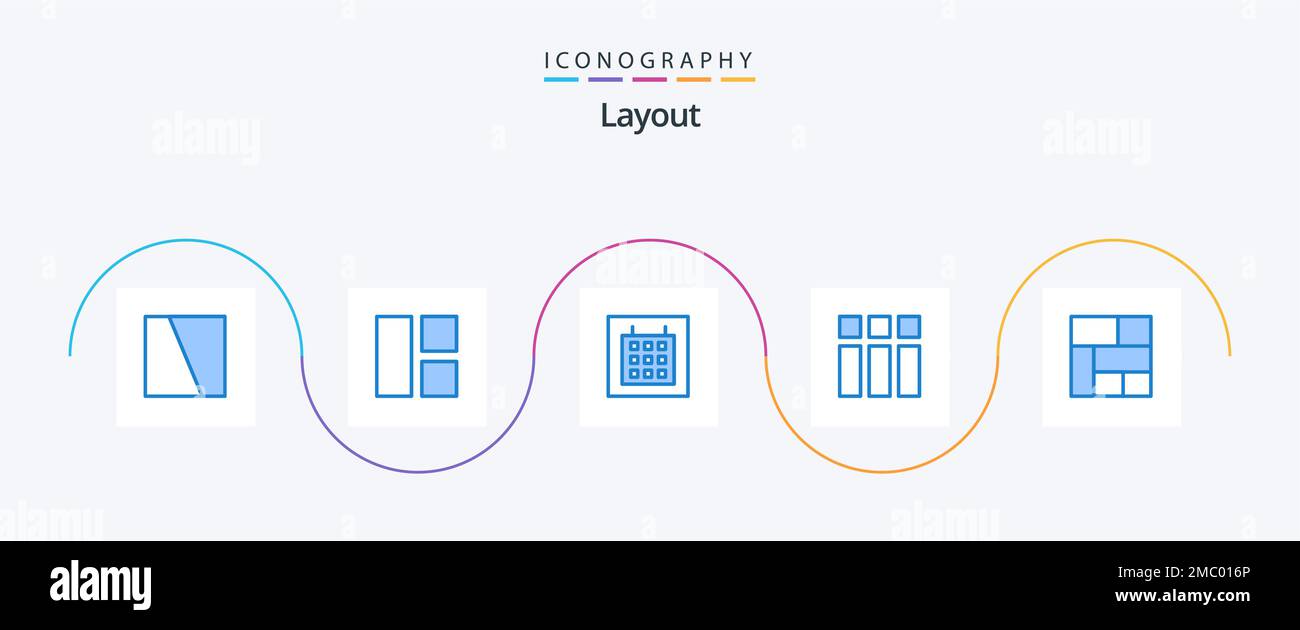 Layout Blue 5 Icon Pack Including Section Golden Calendar Layout Frame Stock Vector Image